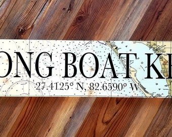 Long Boat Key FL Coordinate Map Sign - Etsy