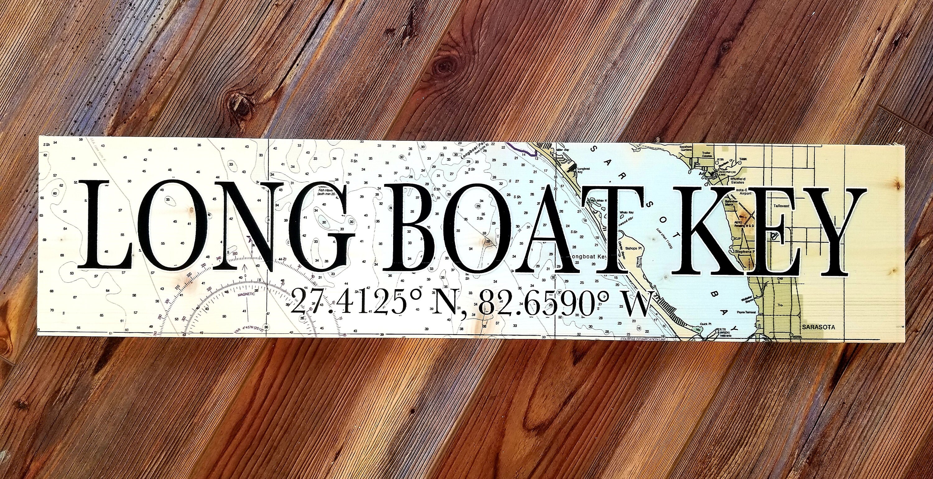 Long Boat Key FL Coordinate Map Sign | Etsy