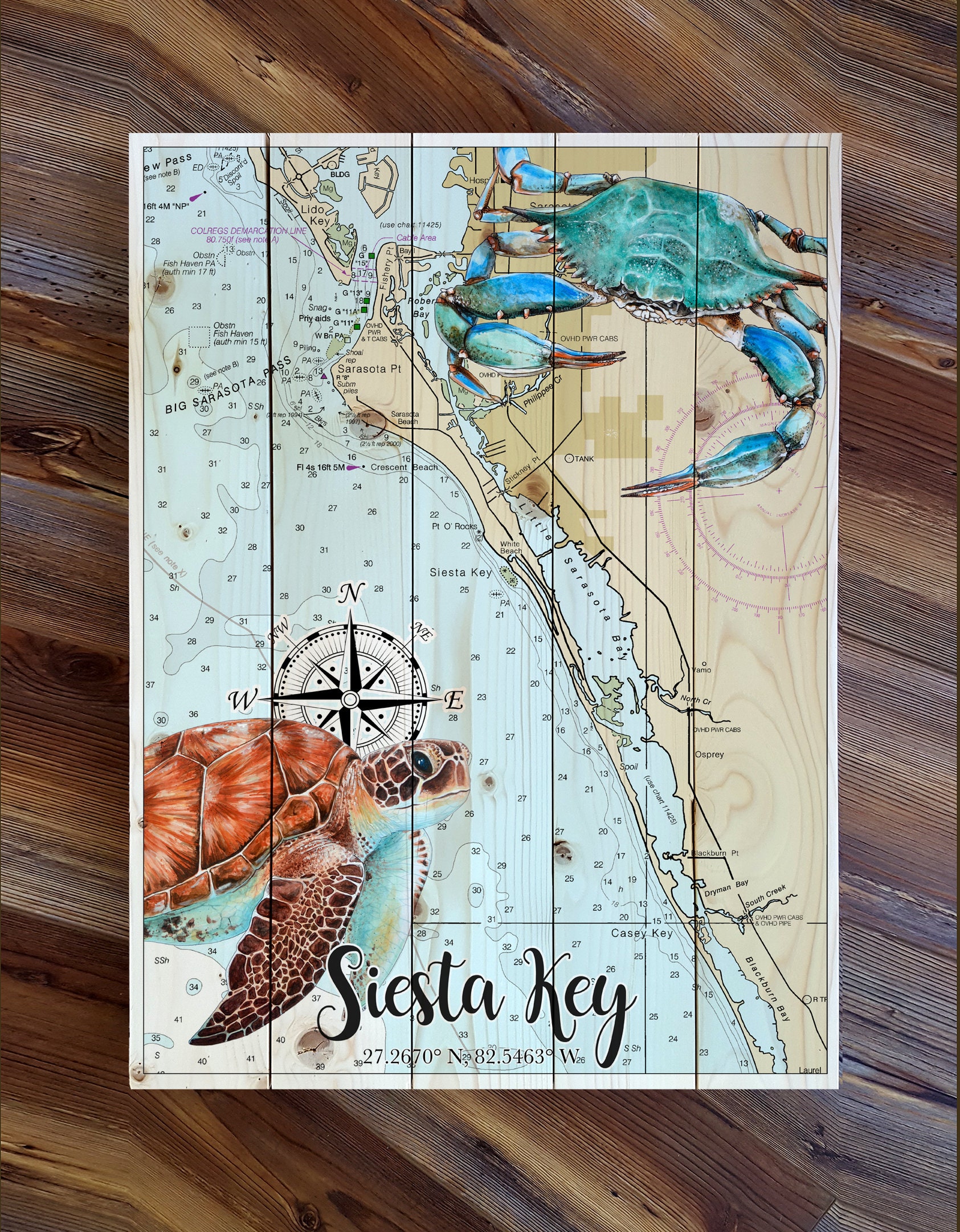 Siesta Key Florida Wood Wall Hanging Map Signs - Etsy
