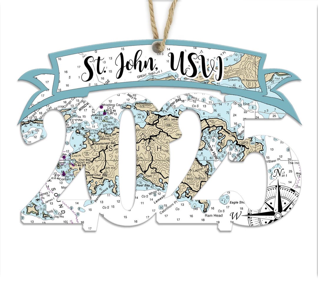 St. John, USVI Custom 2025 Shaped Wood Map Ornament - Etsy