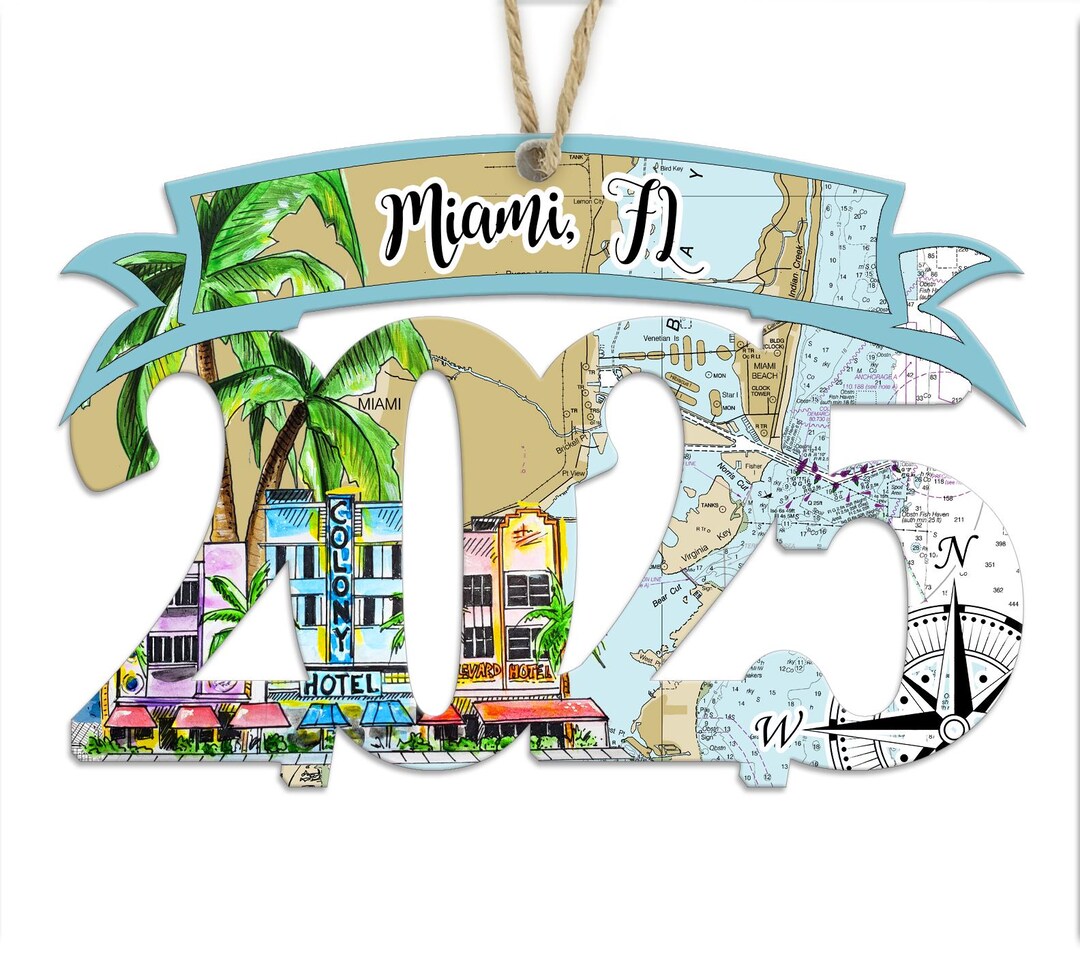 Miami, FL Custom 2025 Shaped Wood Map Ornament - Etsy