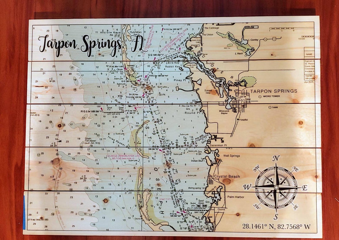 Pallet Style Tarpon Springs, Fl With Compass Rose - Etsy