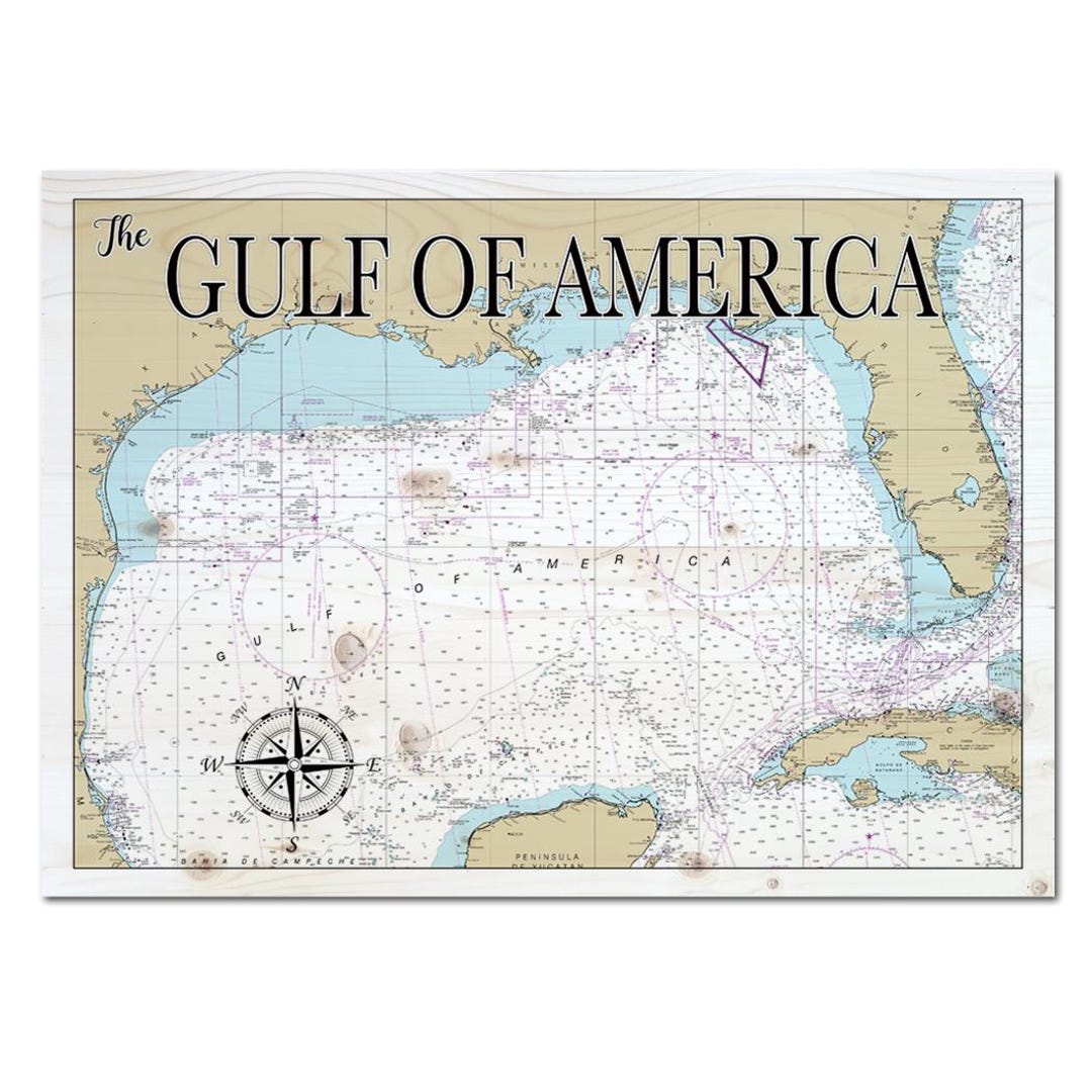 Gulf of America Wood Wall Hanging Map and Home Decor- Multiple Size ...