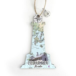 Cedar Key, FL Lighthouse Shaped Wood Map Ornament - Etsy