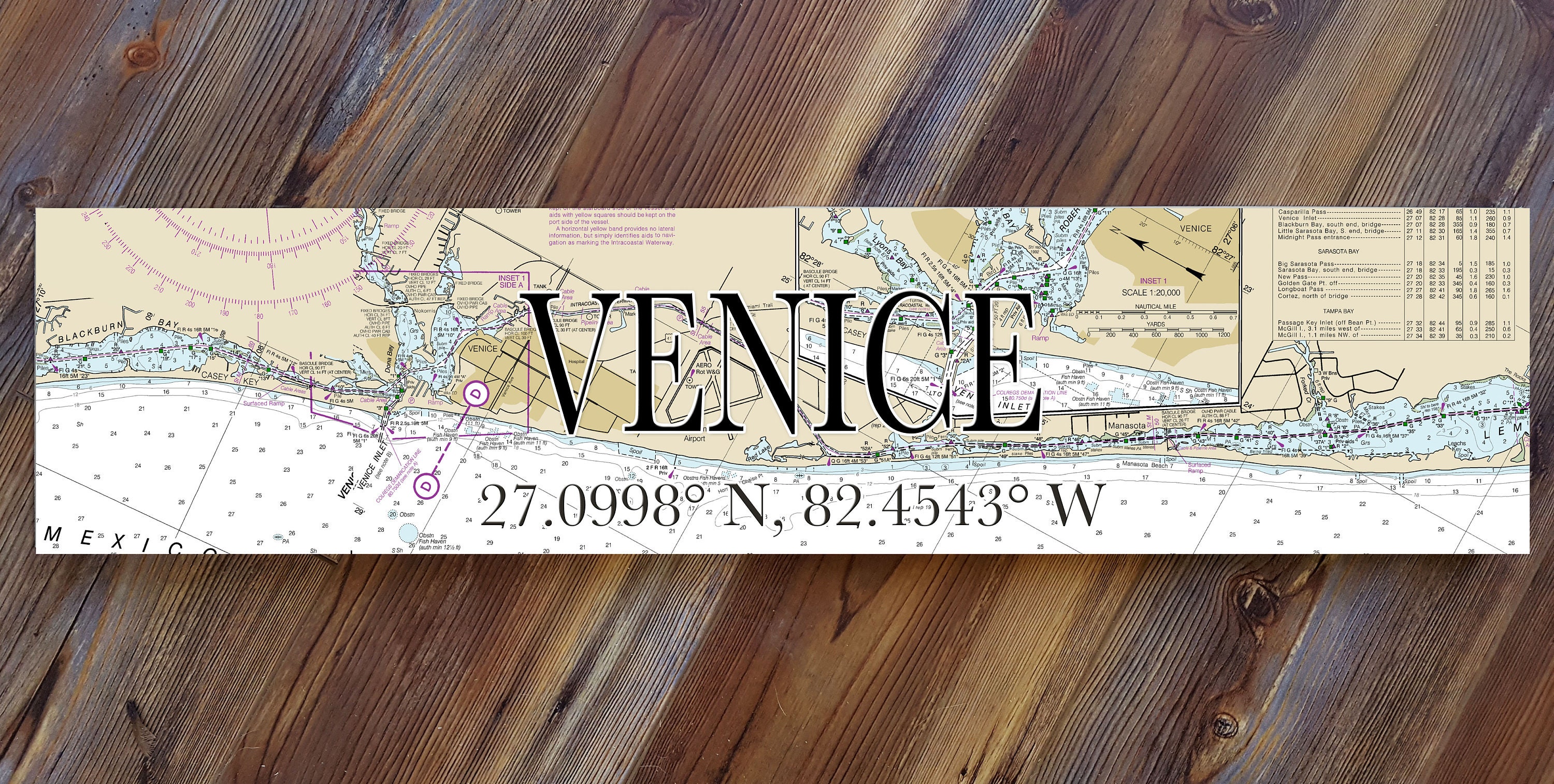 Venice, Florida Wood Wall Hanging Map Signs - Etsy