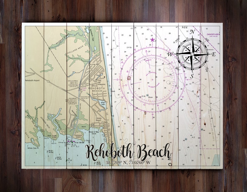 Rehoboth Beach DE Wood Wall Hanging Maps | Etsy