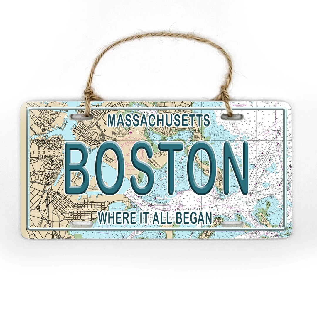 Boston, MA Custom License Plate Ornament-blue - Etsy