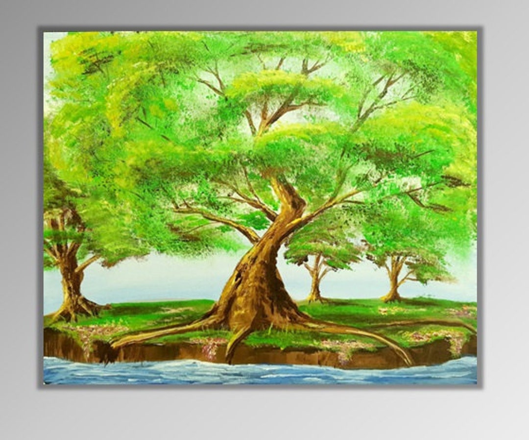 Oak Tree Painting, Summer Tree Art, Nature Artwork, Spring Tree Wall ...