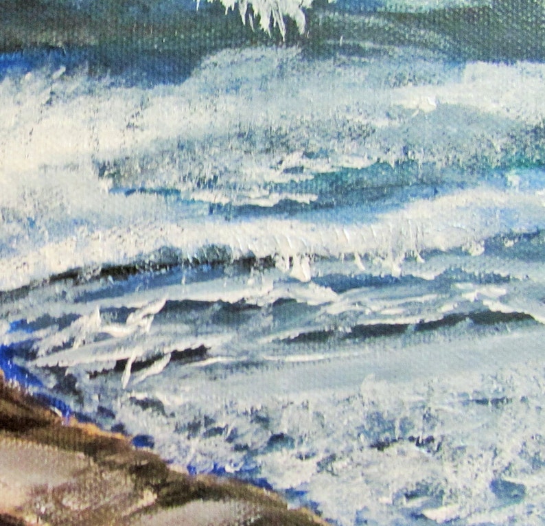 Crashing Waves Oceanscape Painting, Nautical Decor, Water Splashing ...