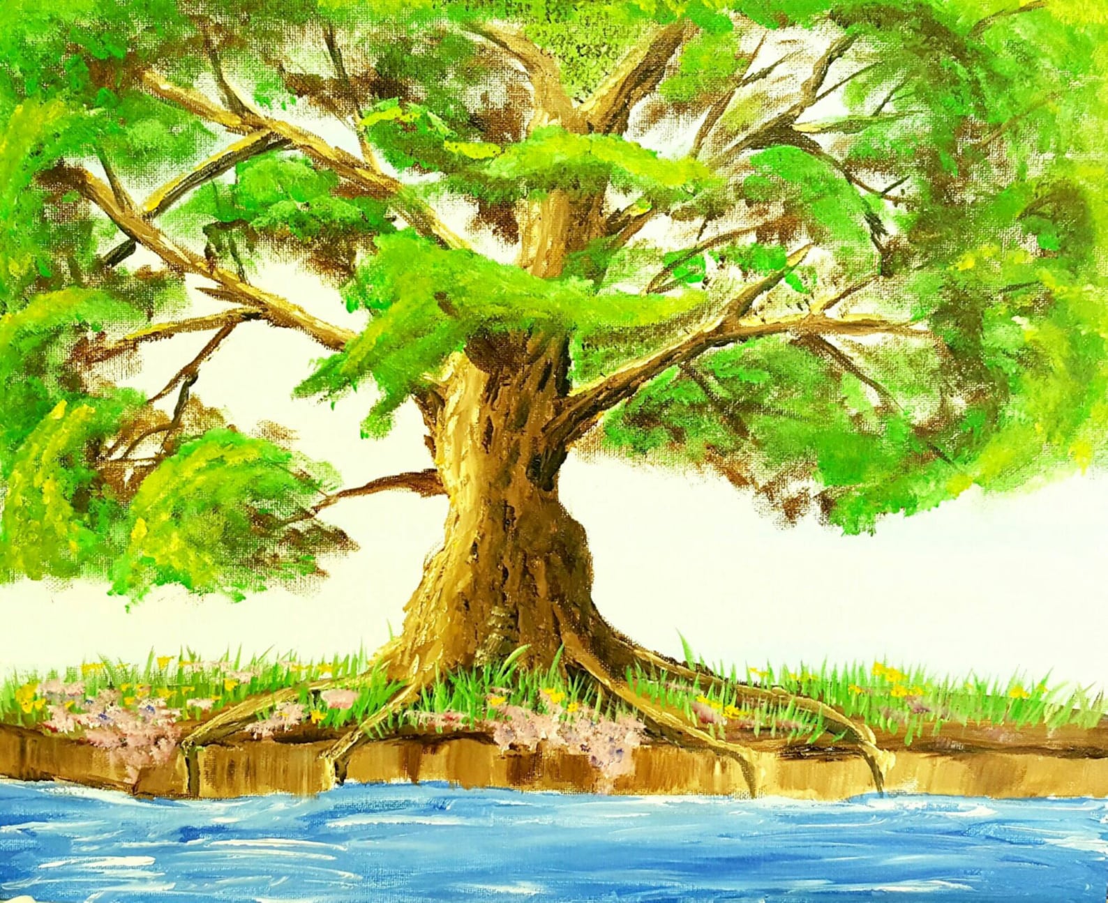 Original Tree Painting, Tree Art, Oak Tree Artwork, Spring and Summer ...