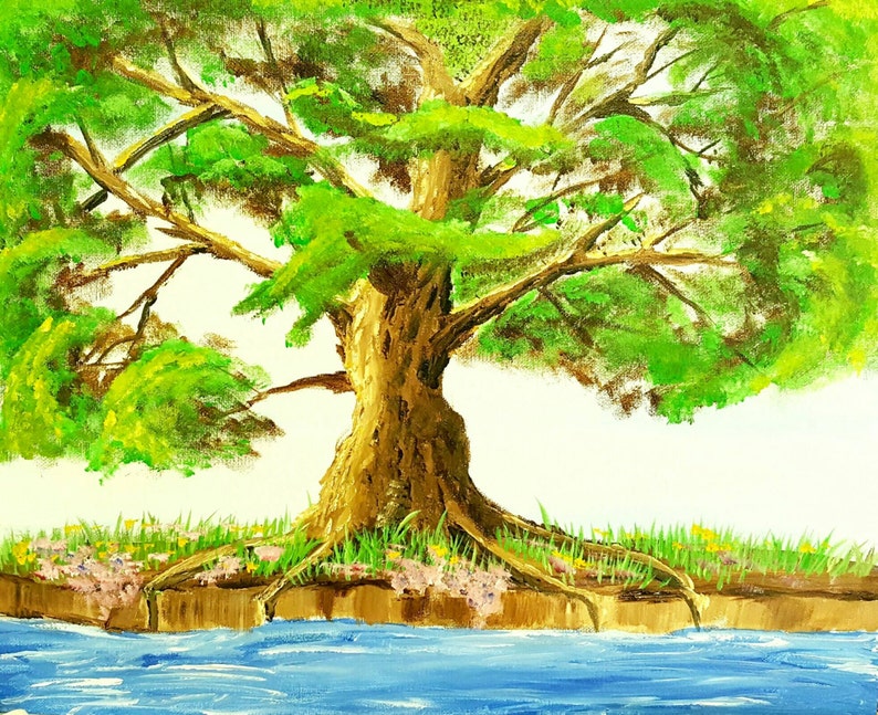 Original Tree Painting, Tree Art, Oak Tree Artwork, Spring and Summer ...