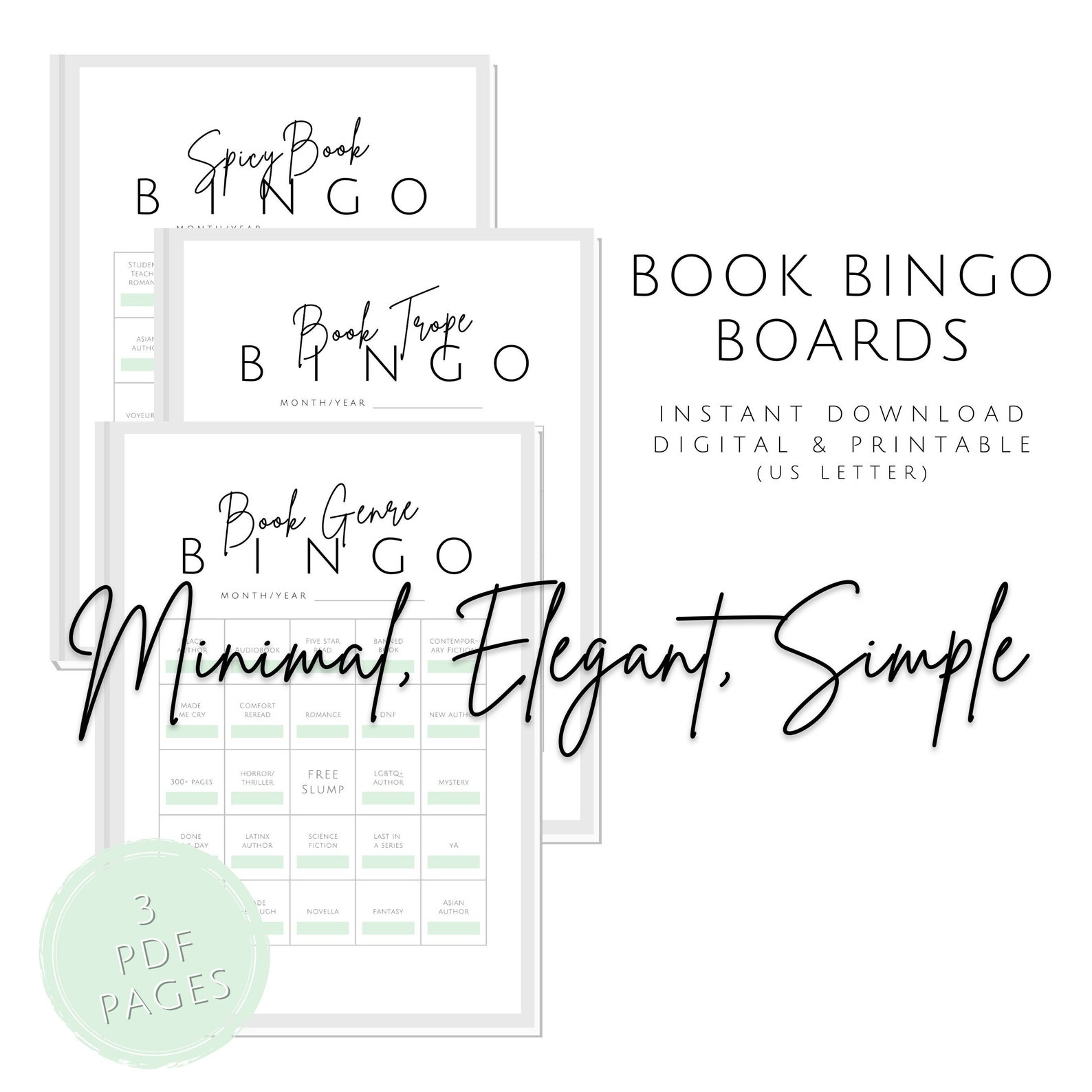 Book Bingo Boards INSTANT DOWNLOAD Genre Tropes & Spicy - Etsy
