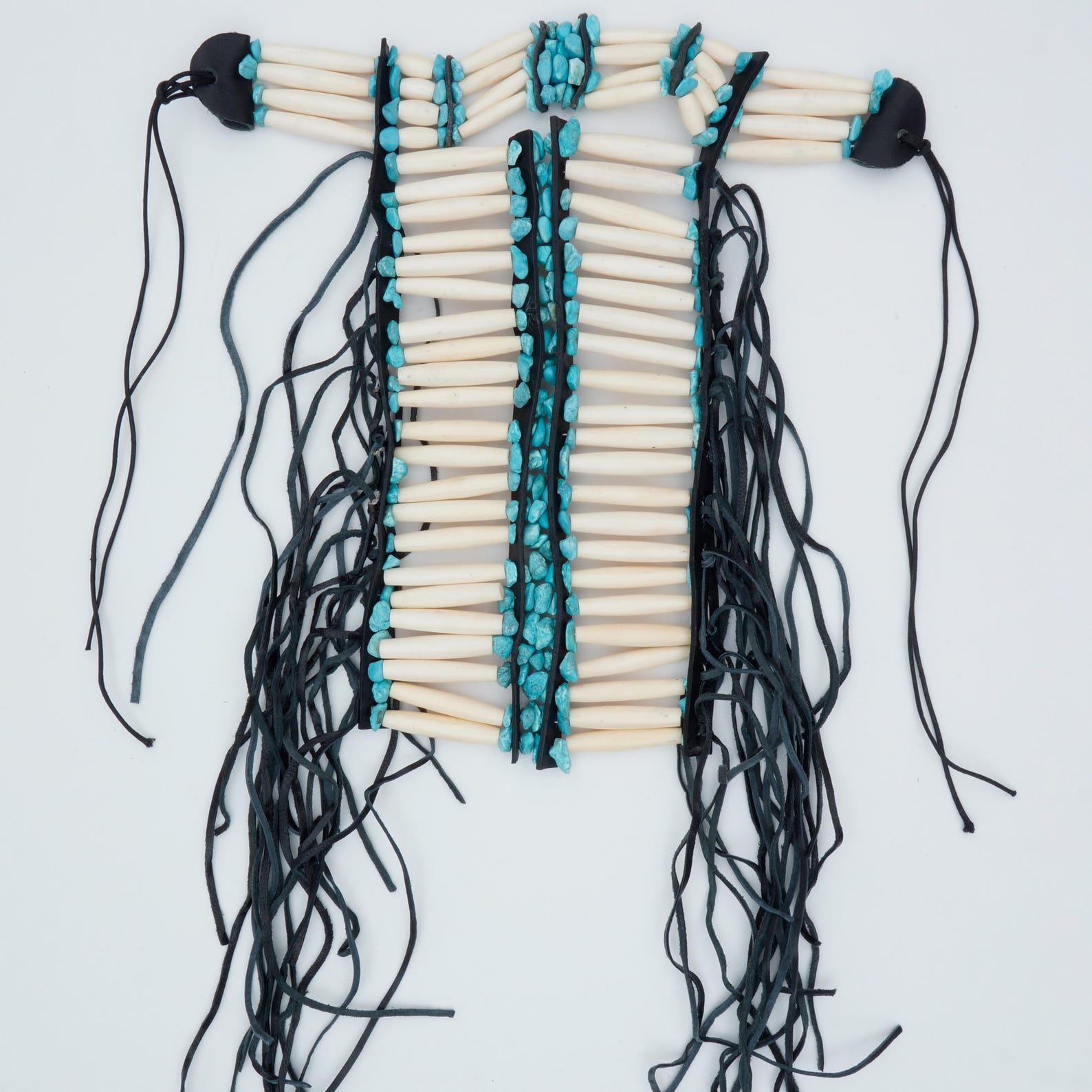 Natural Color Buffalo Bone Turquoise Breastplate Choker Necklace Native ...