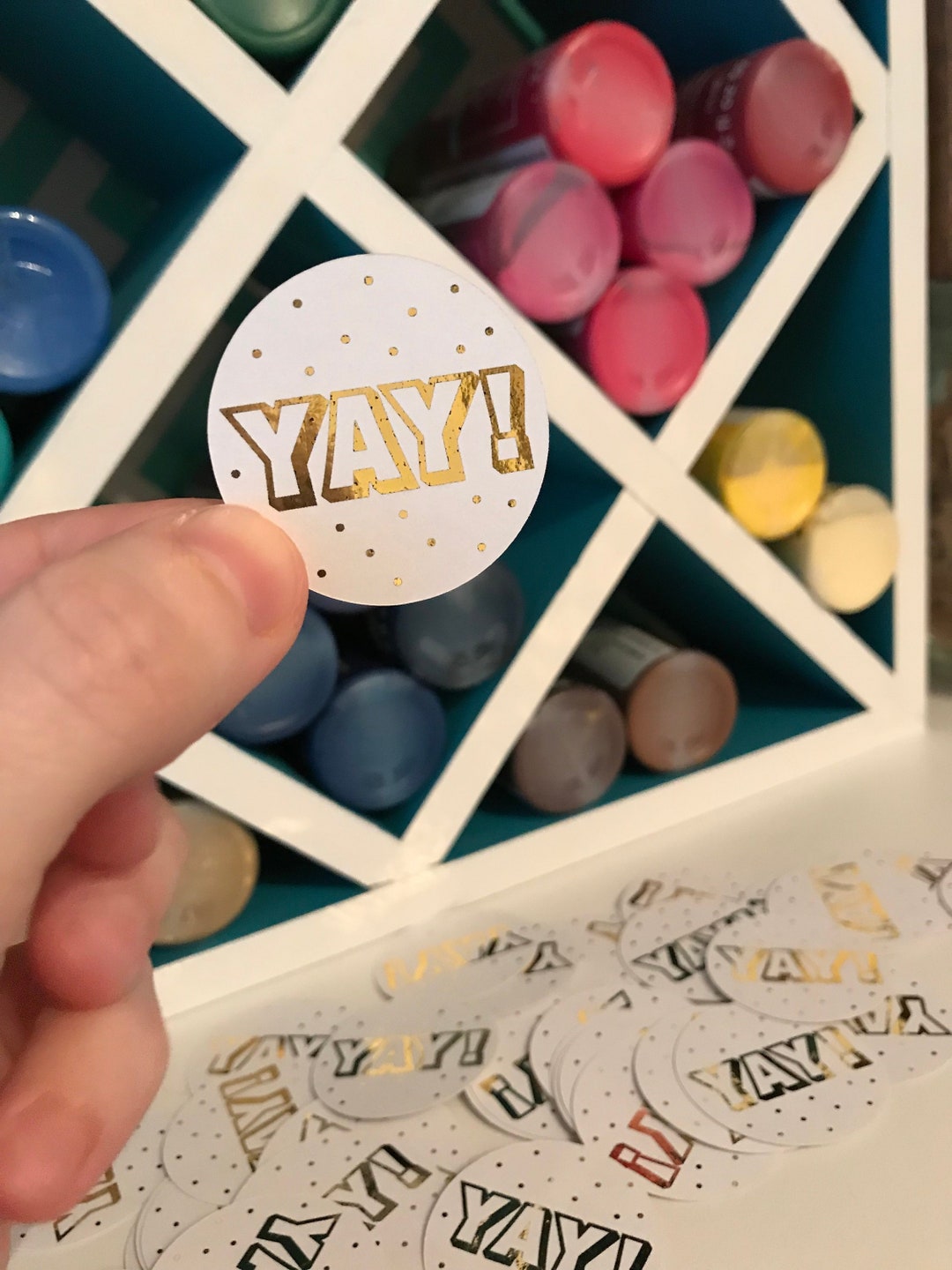 25 Gold Foil Yay Stickers / Custom Maker Seller Labels for Packages ...