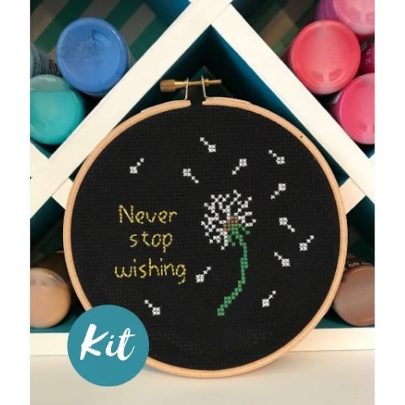 Beginner Cross Stitch Kit: Dandelion // Custom Embroidery - Etsy