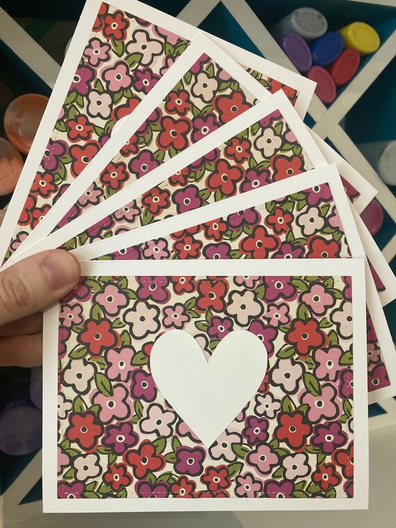 Handmade Greeting Card Set: Hearts // Love Heart Arrows Blank Folding ...