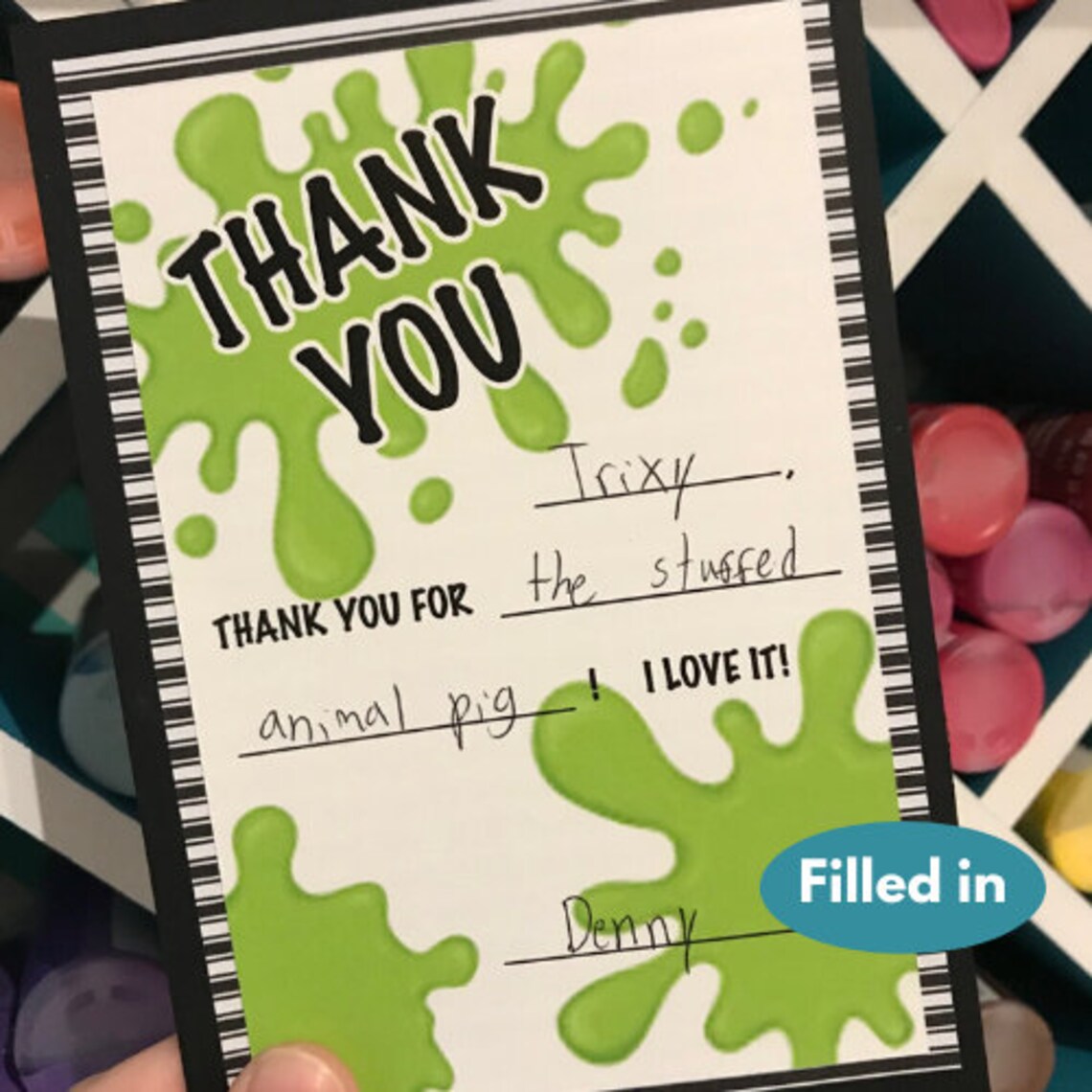Custom Slime Party Thank You Card / Thanks Printable Decor - Etsy