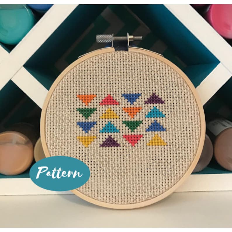 Beginner Cross Stitch Pattern: Mini Geometric Triangles / - Etsy