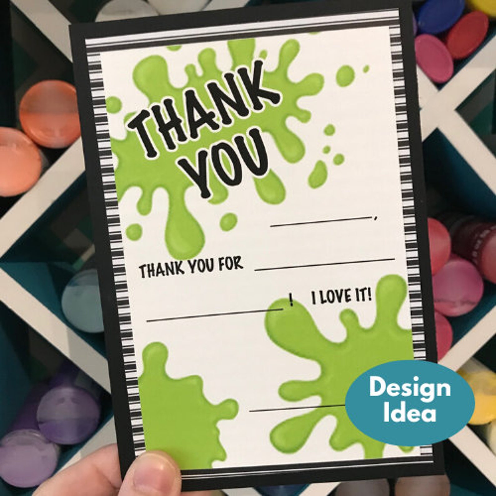 Custom Slime Party Thank You Card / Thanks Printable Decor - Etsy