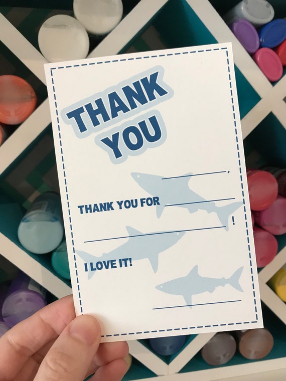 Custom Shark Party Thank You Card / Fintastic First Decor Decorations ...