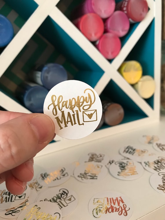 Gold Foil Happy Mail Stickers Instant Download / Custom Labels Packages ...