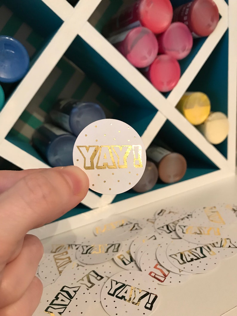 25 Gold Foil Yay Stickers / Custom Maker Seller Labels For | Etsy