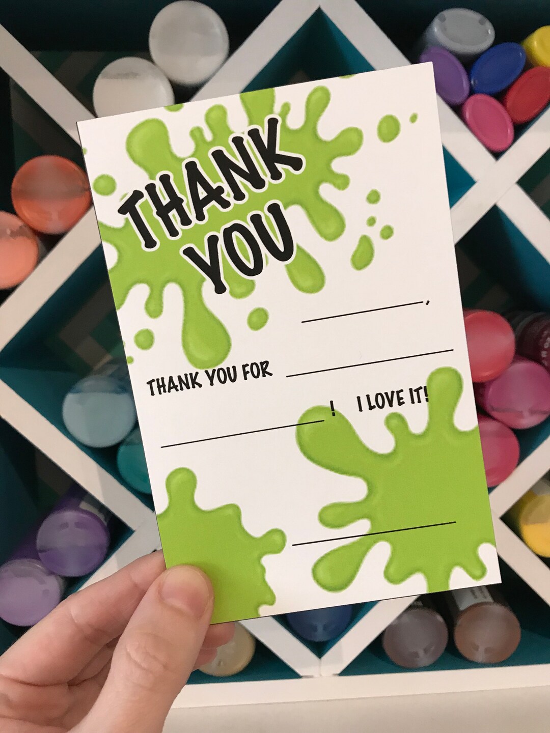 Custom Slime Party Thank You Card / Thanks Printable Decor - Etsy