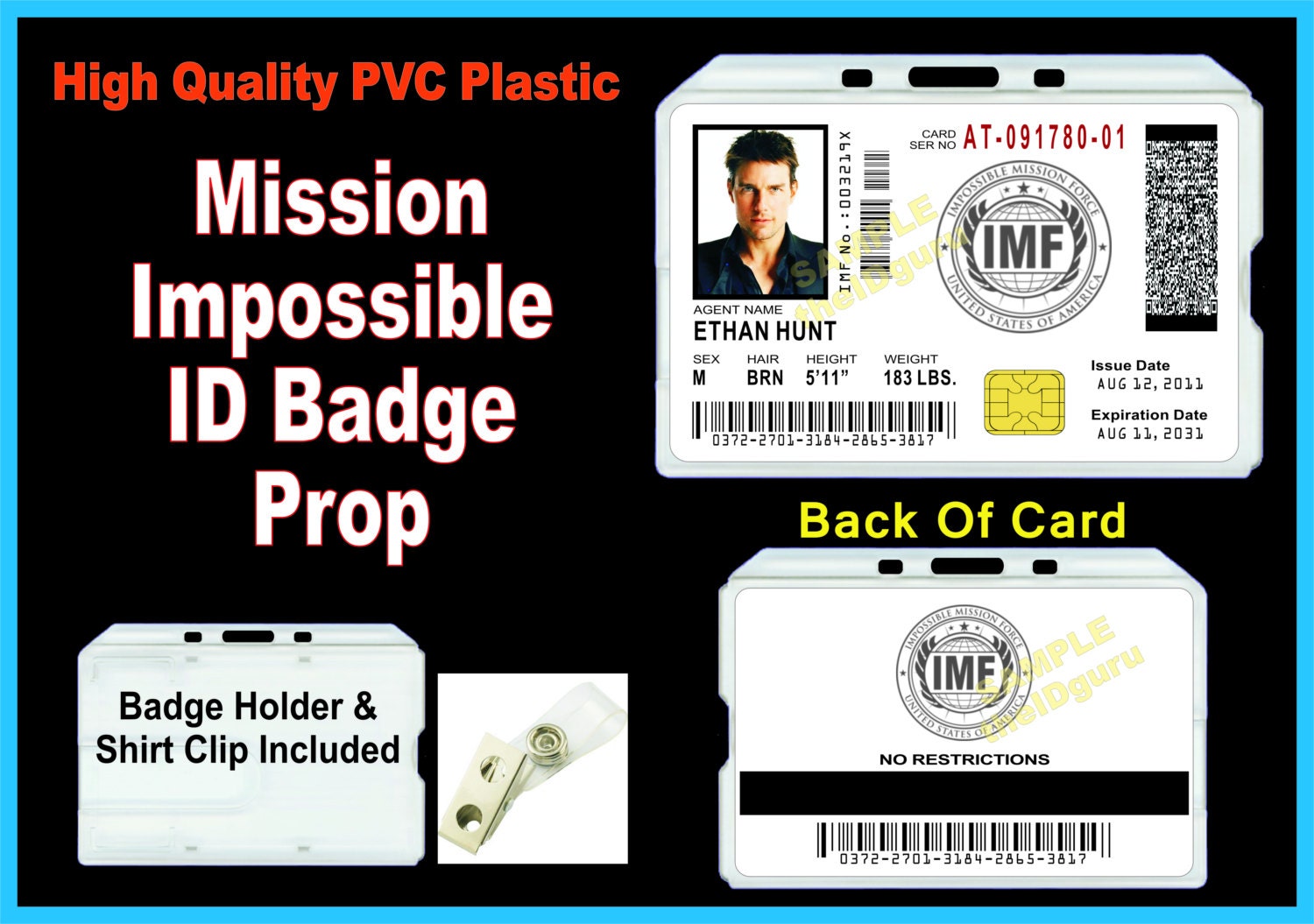Mission Impossible ID Card Prop Ethan Hunt's Impossible | Etsy