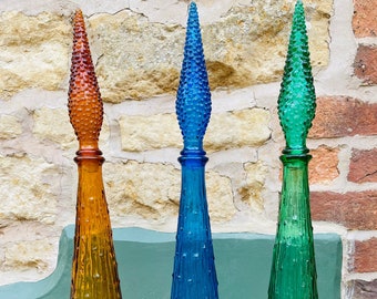 Triangle Genie Bottles 3-sided Vintage Italian Glass | Etsy