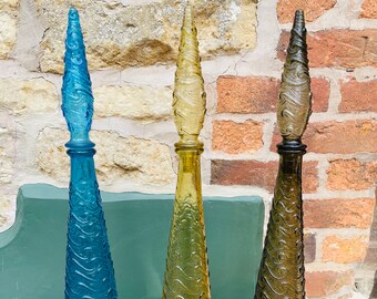 Triangle Genie Bottles 3-sided Vintage Italian Glass | Etsy
