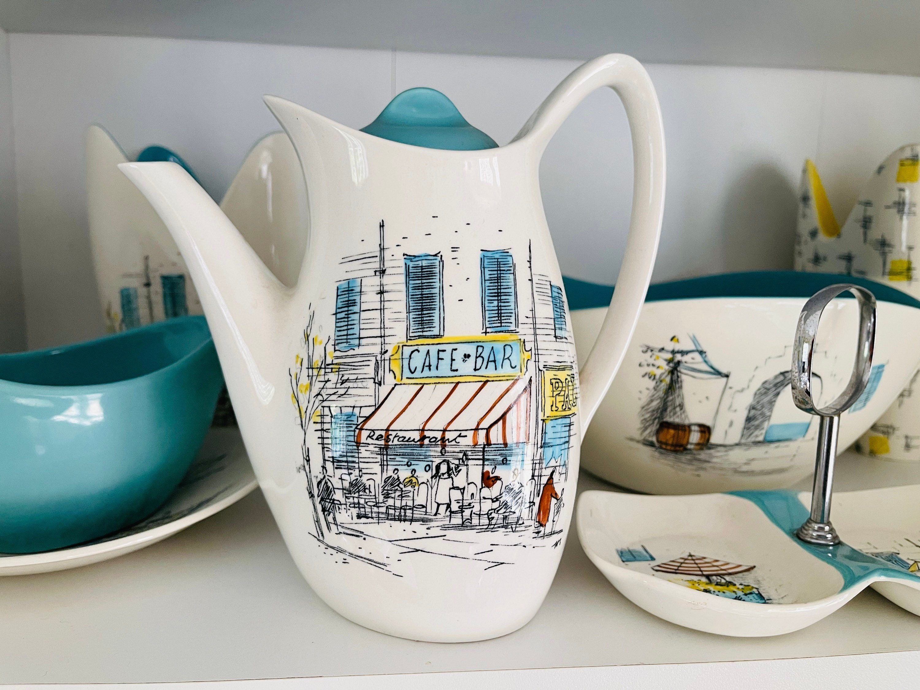 Midwinter Cannes Coffee Set for Six, featuring French Riviera Cafe ...