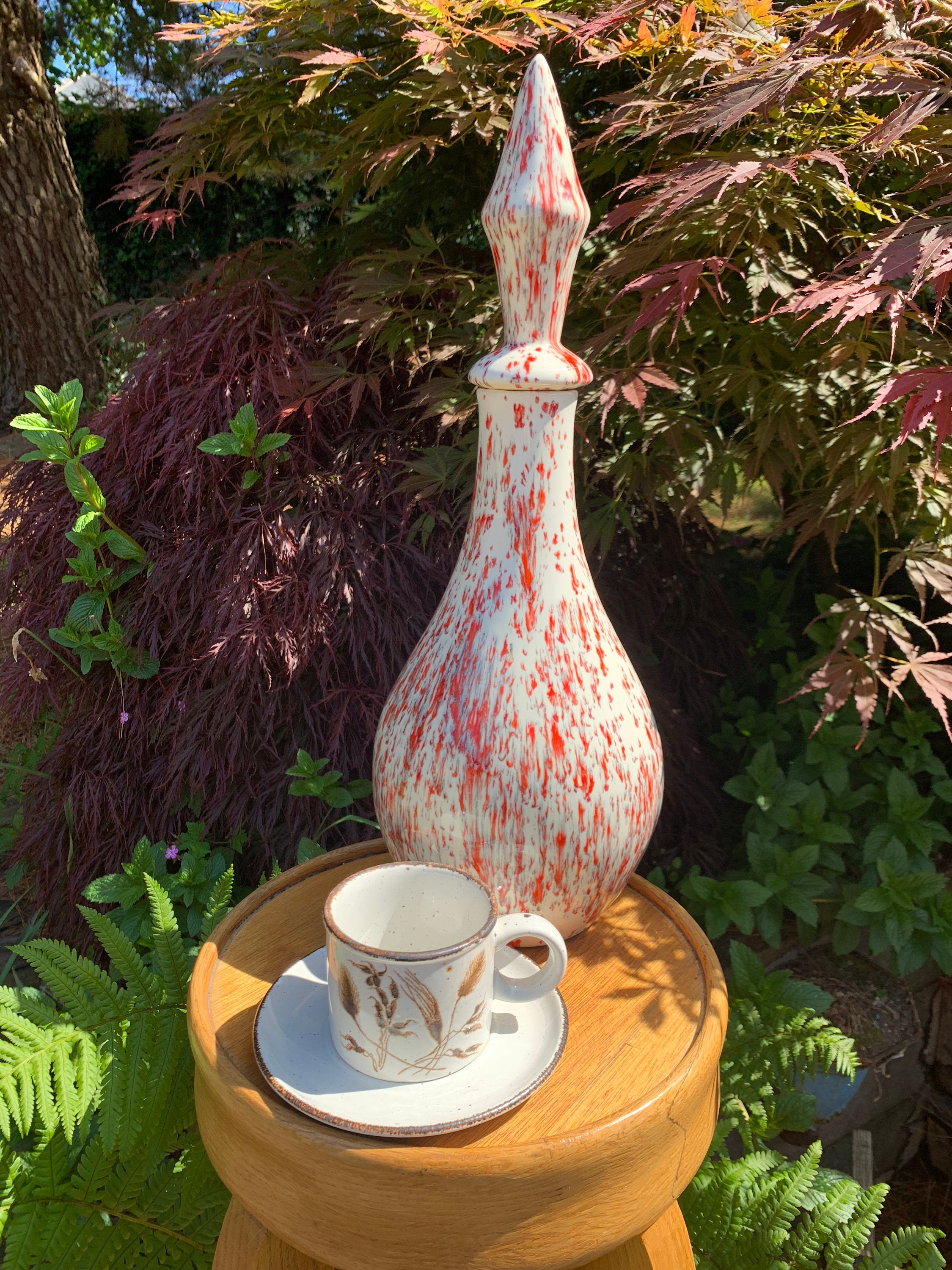 RESERVED FOR ANGELA Stunning Vintage Ceramic Genie Bottle in Orange ...