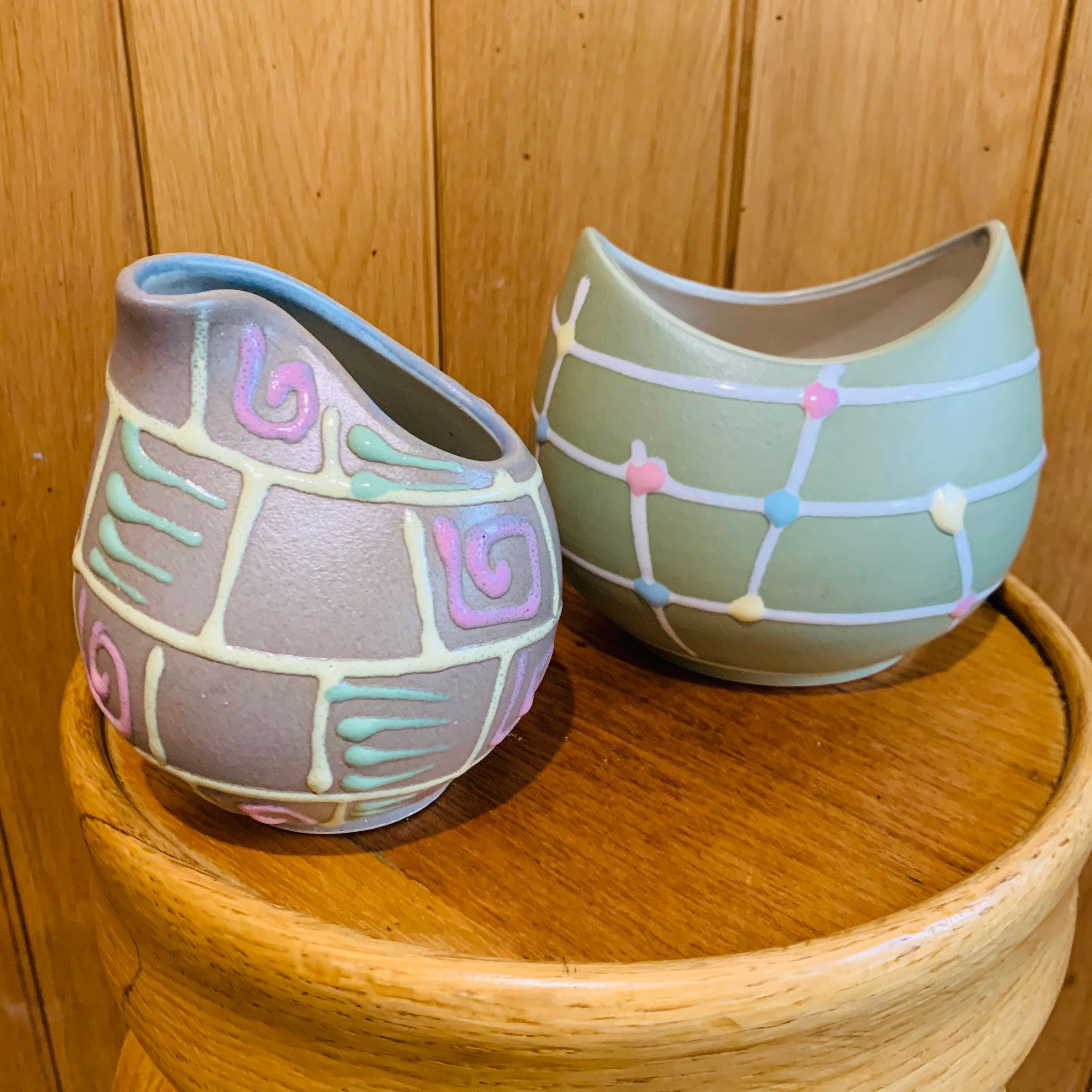 Dumler & Breiden Green 1950s German Ceramic Vase 1278 with Handpainted ...