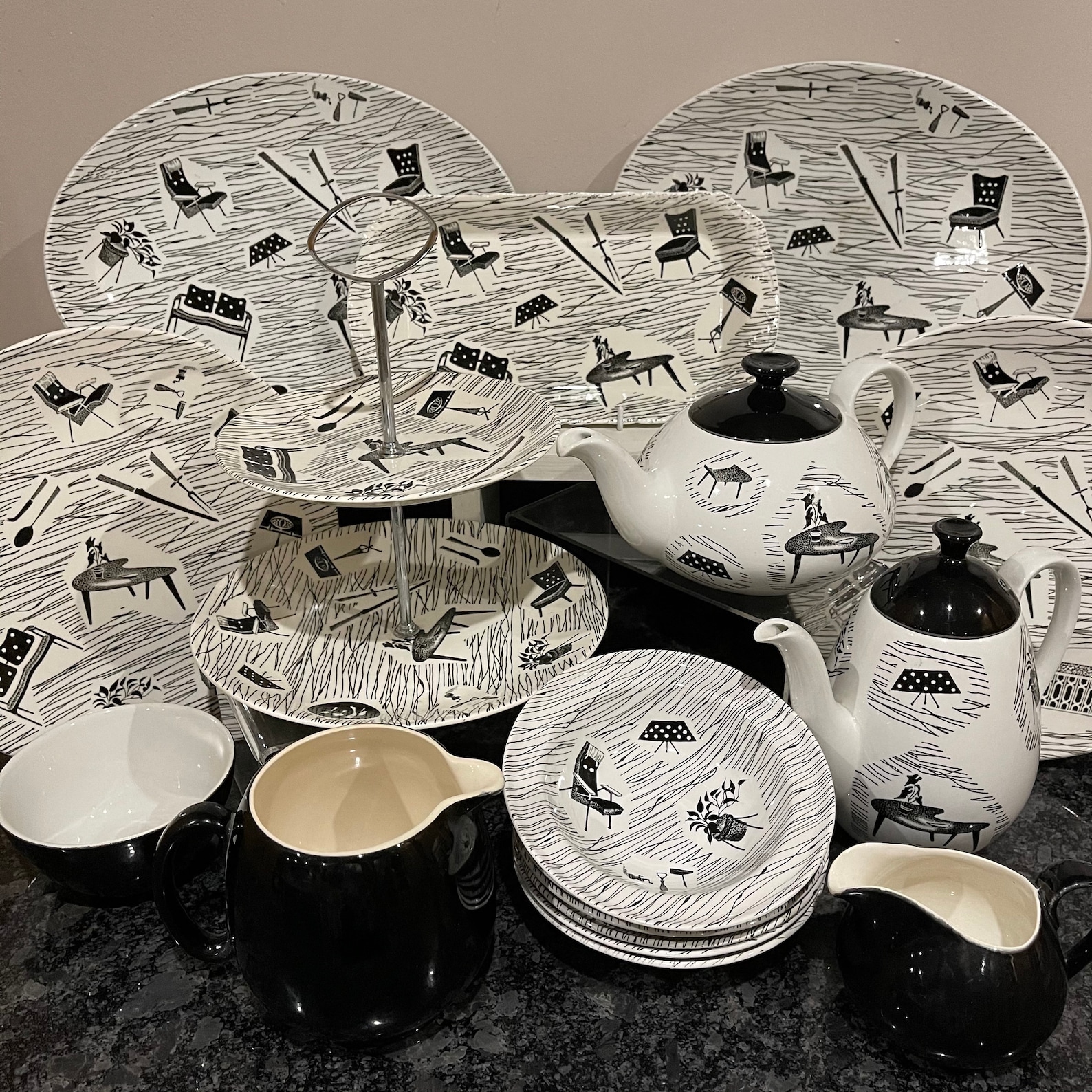 Ridgway Homemaker 1950s China - Black and White Iconic British Design ...