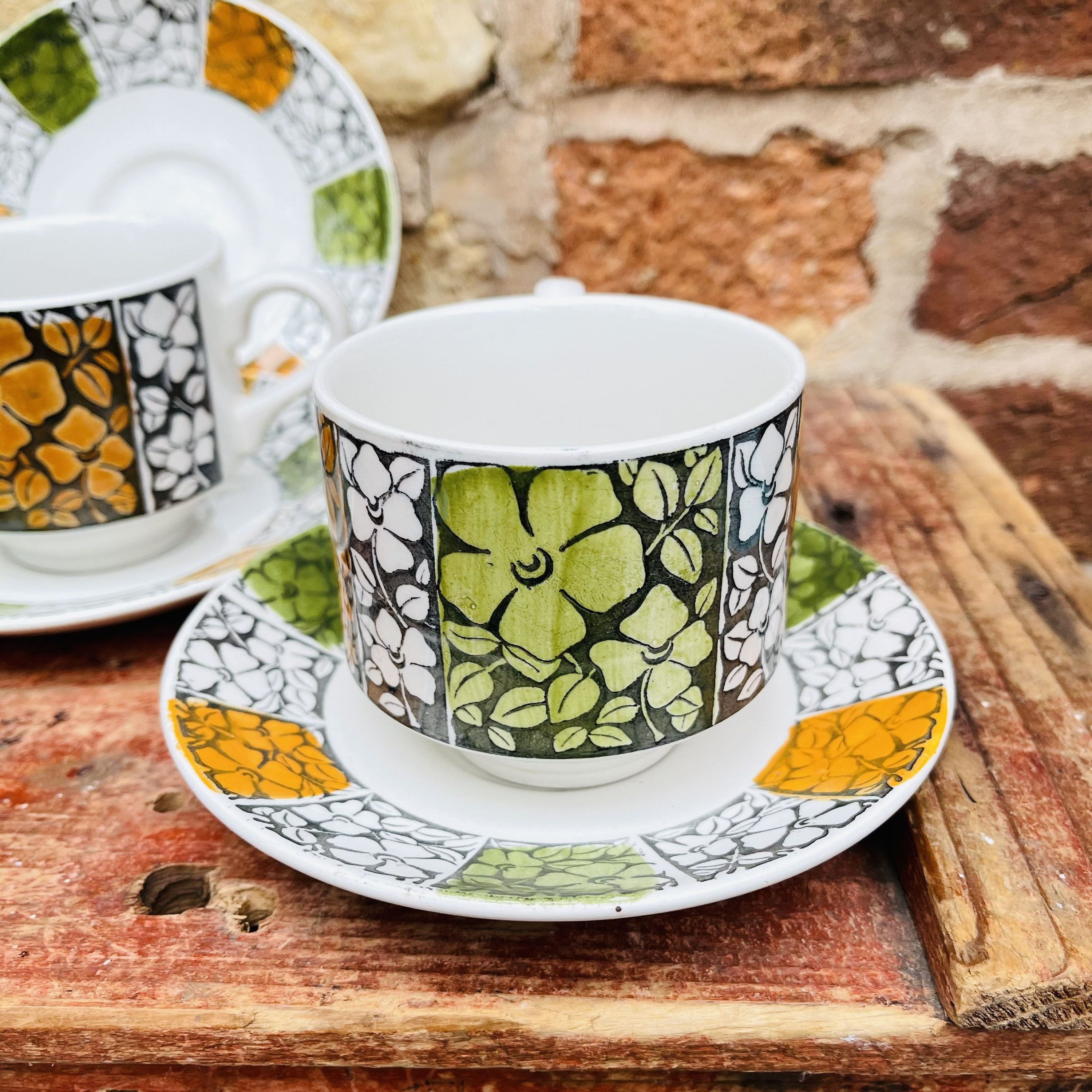 Kathie Winkle Fleur Teacups and Saucers for Broadhurst Pottery - in ...