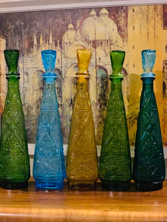 Triangle Genie Bottles 3-sided Vintage Italian Glass | Etsy
