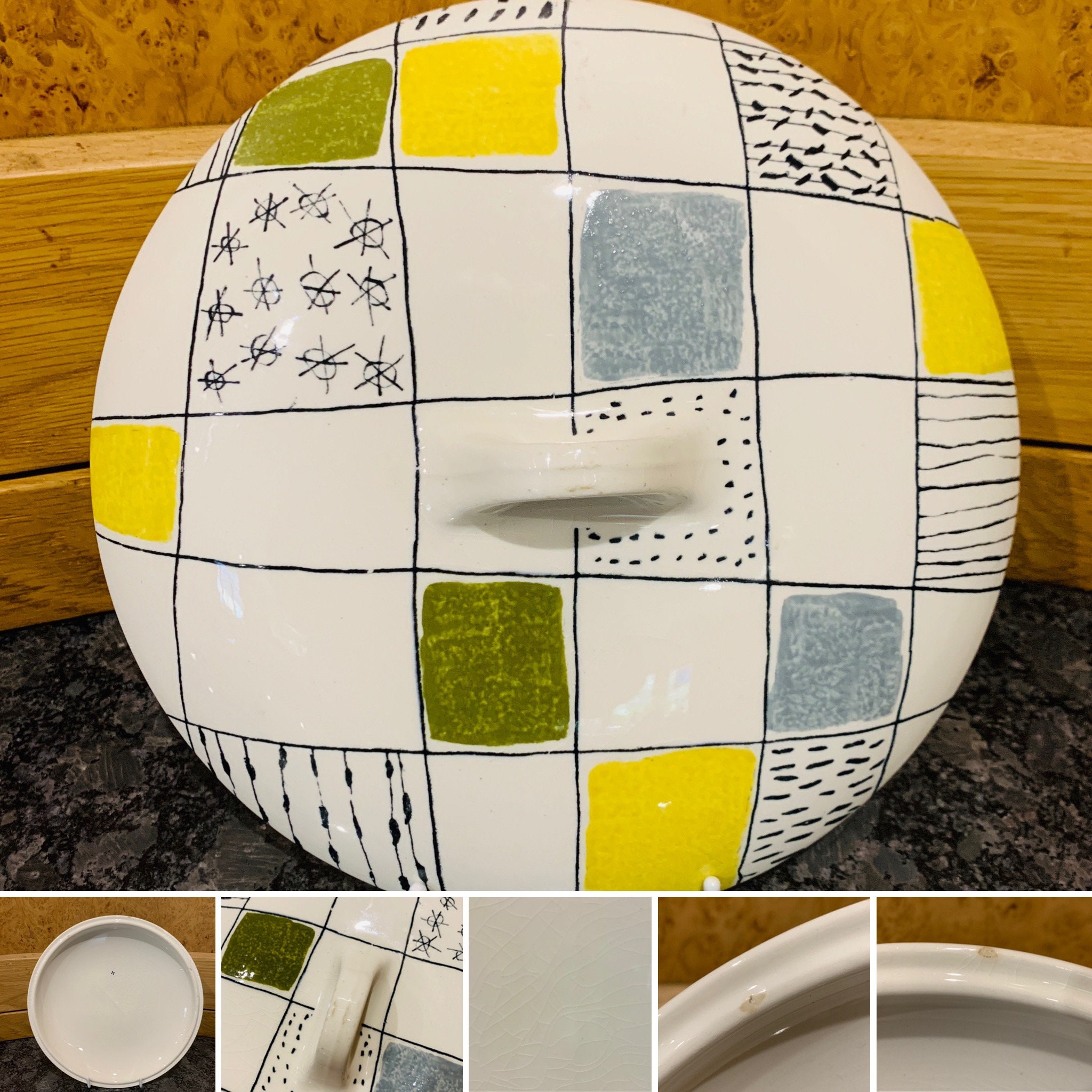 Midwinter Chequers by Terence Conran - Mid Century Grey, Yellow & Green ...