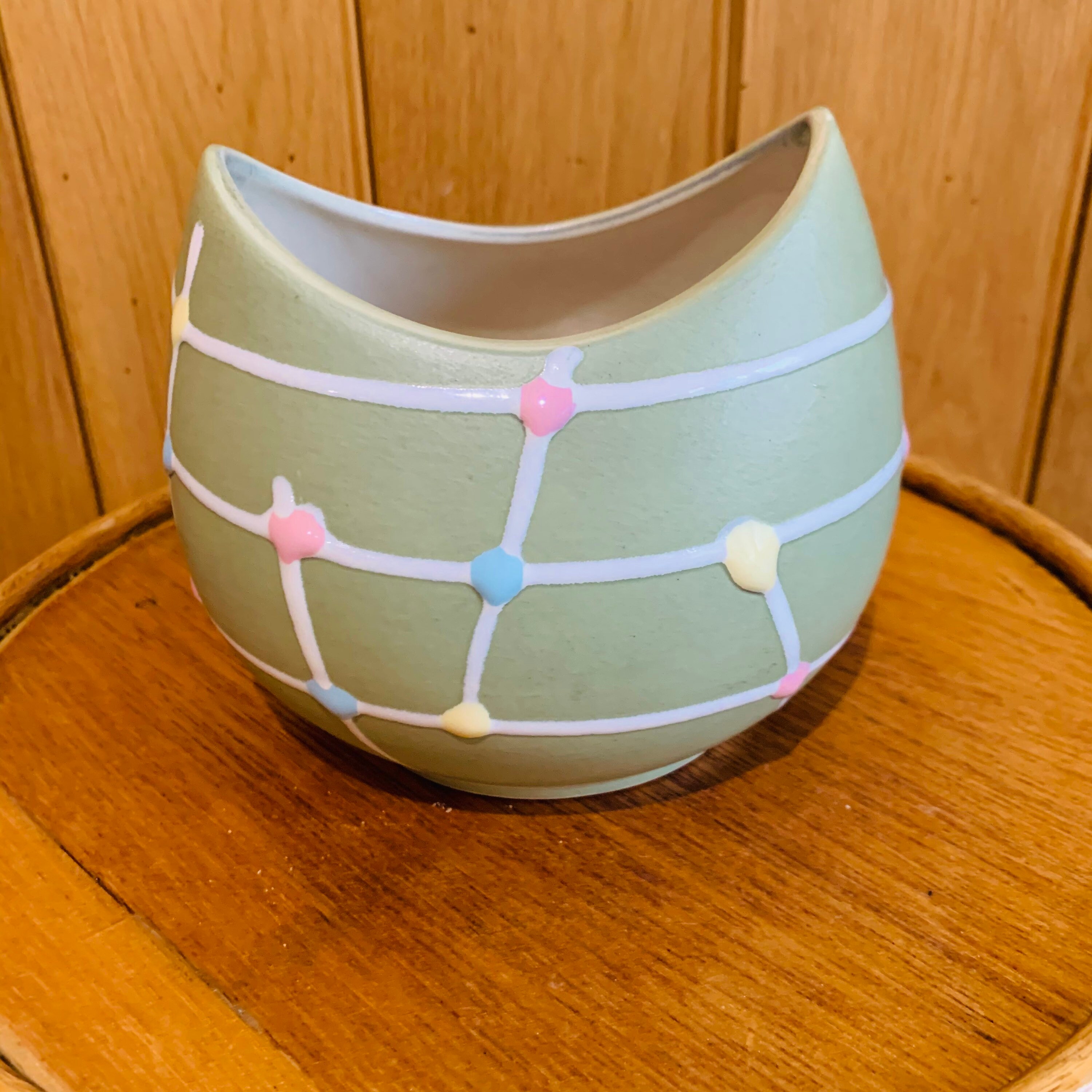 Dumler & Breiden Green 1950s German Ceramic Vase 1278 with Handpainted ...