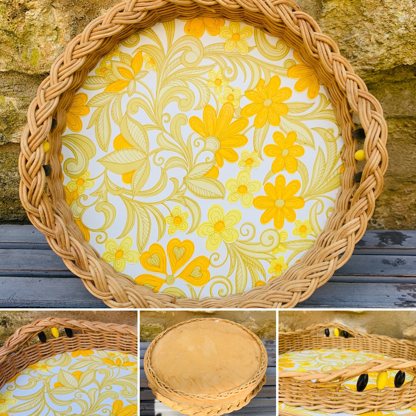 Vintage Mid-Century Kitchen Trays in Greens and Yellows A | Etsy