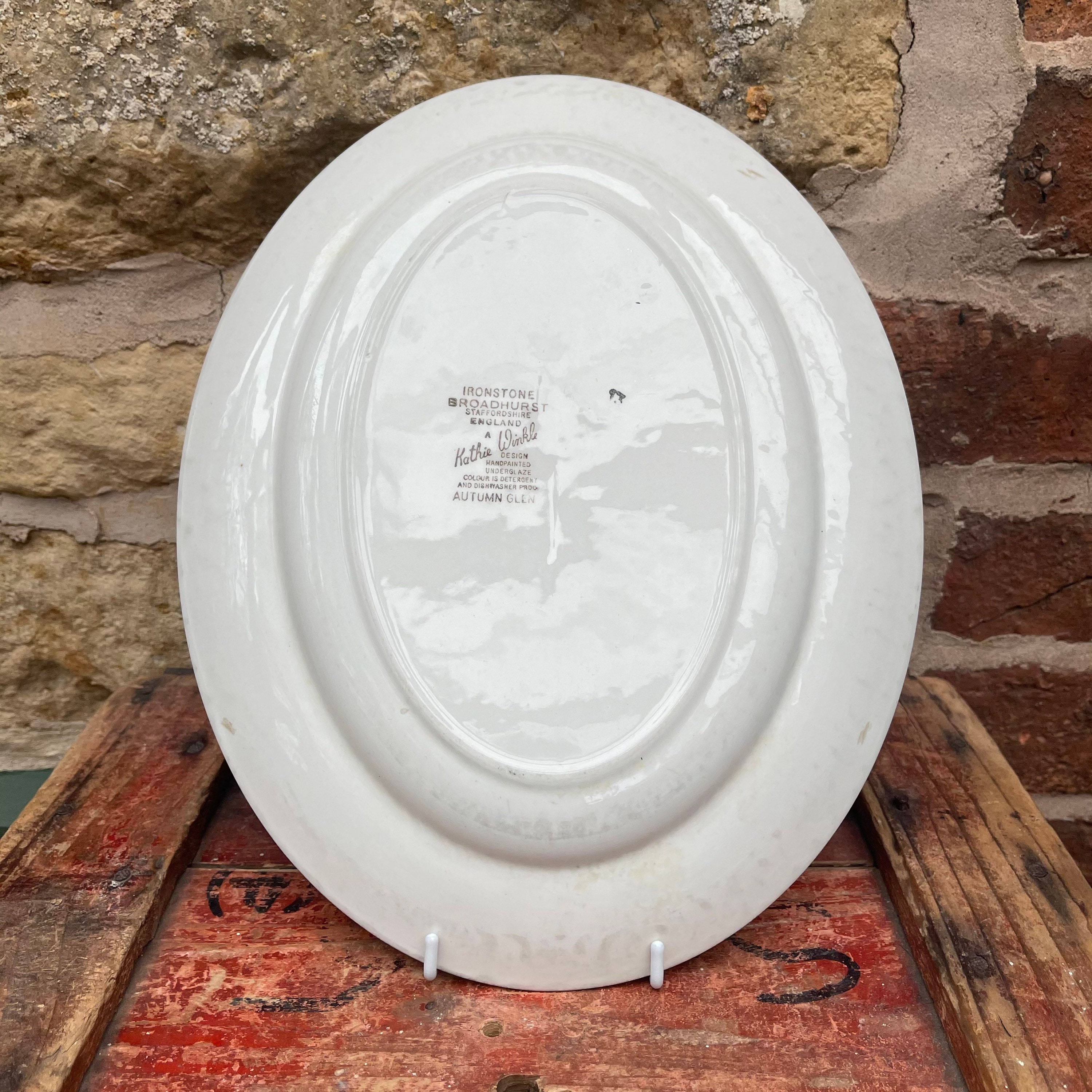 Kathie Winkle Autumn Glen 12 Oval Serving Platter for Broadhurst Pottery