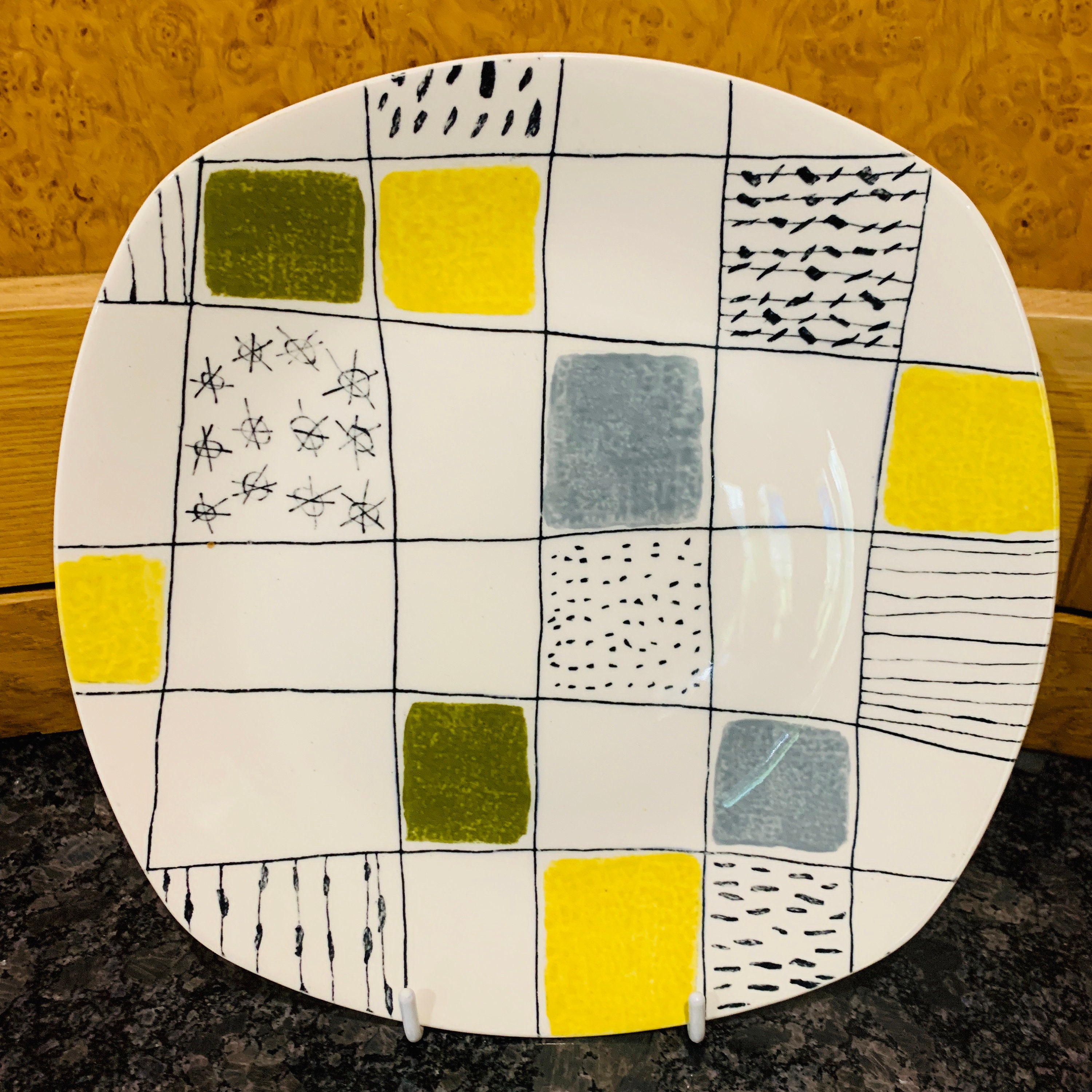 Midwinter Chequers by Terence Conran - Mid Century Grey, Yellow & Green ...