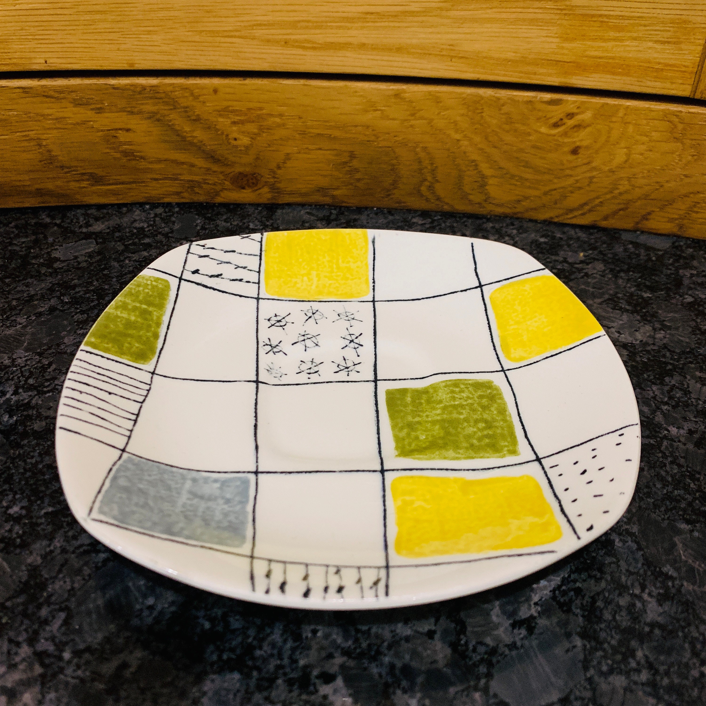 Midwinter Chequers by Terence Conran - Mid Century Grey, Yellow & Green ...