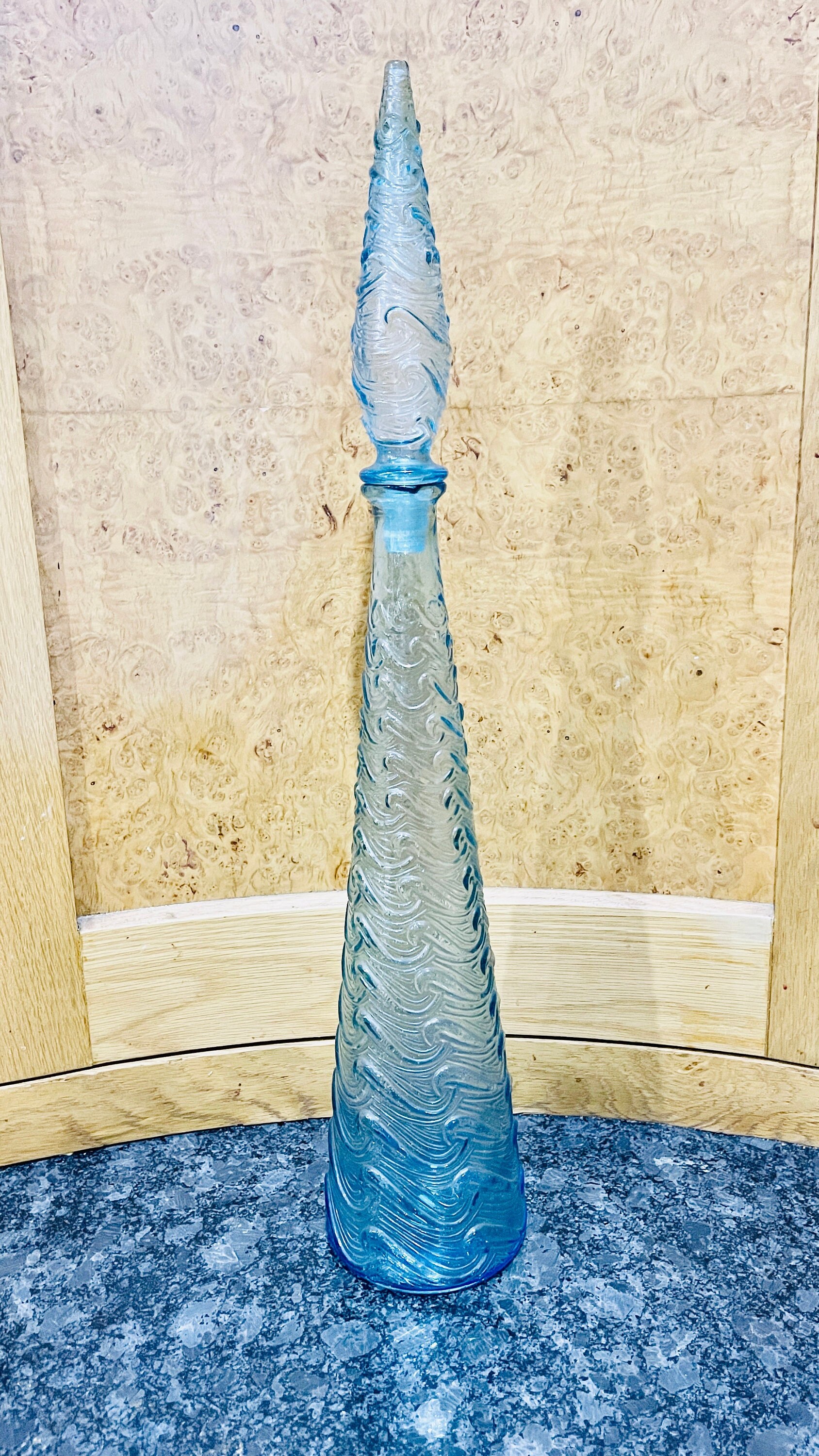Italian Genie Bottles in the Wave Pattern - Vintage Empoli Glass ...