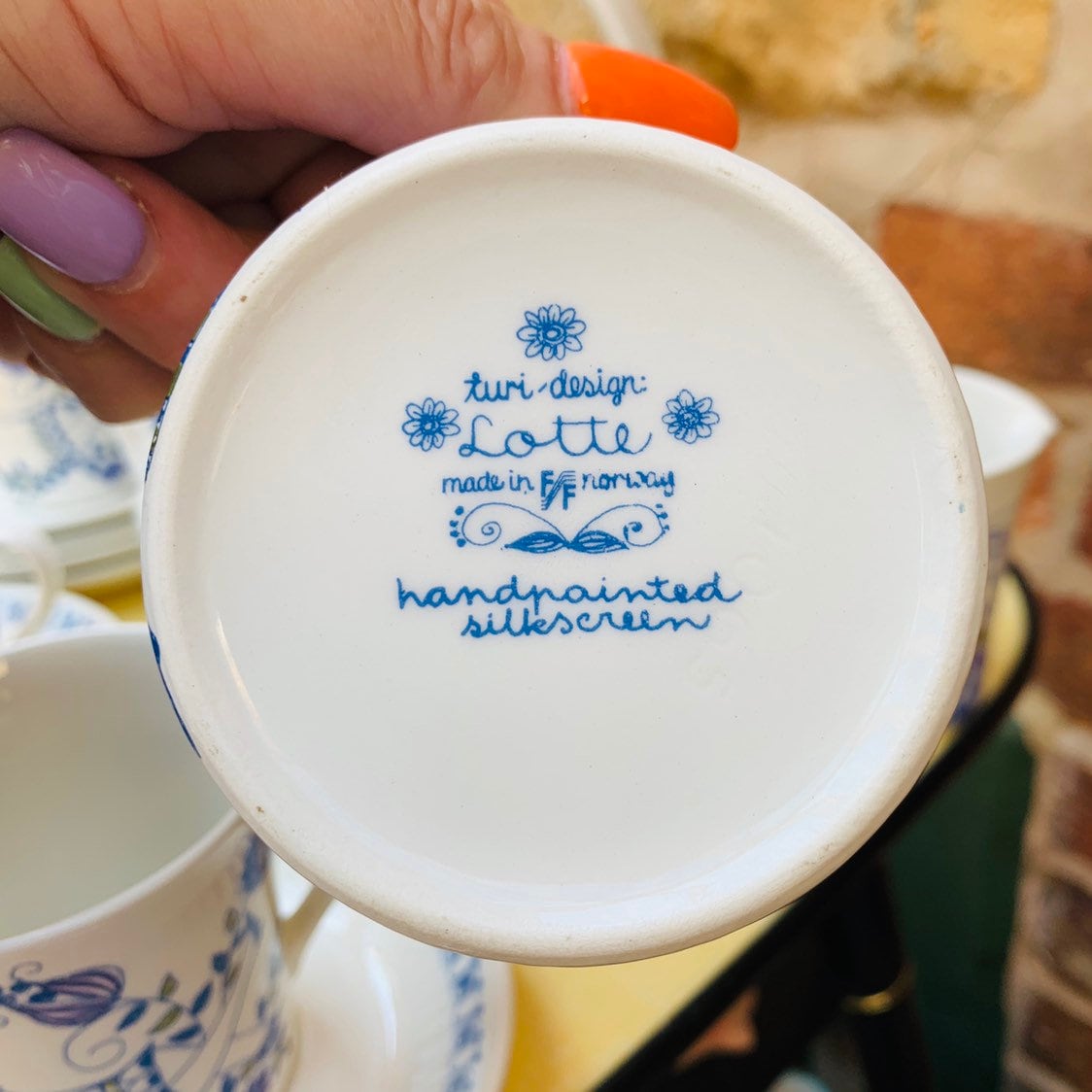 Figgjo Flint Lotte Coffee Set for 6 - Norwegian Folk Style Blue & White ...