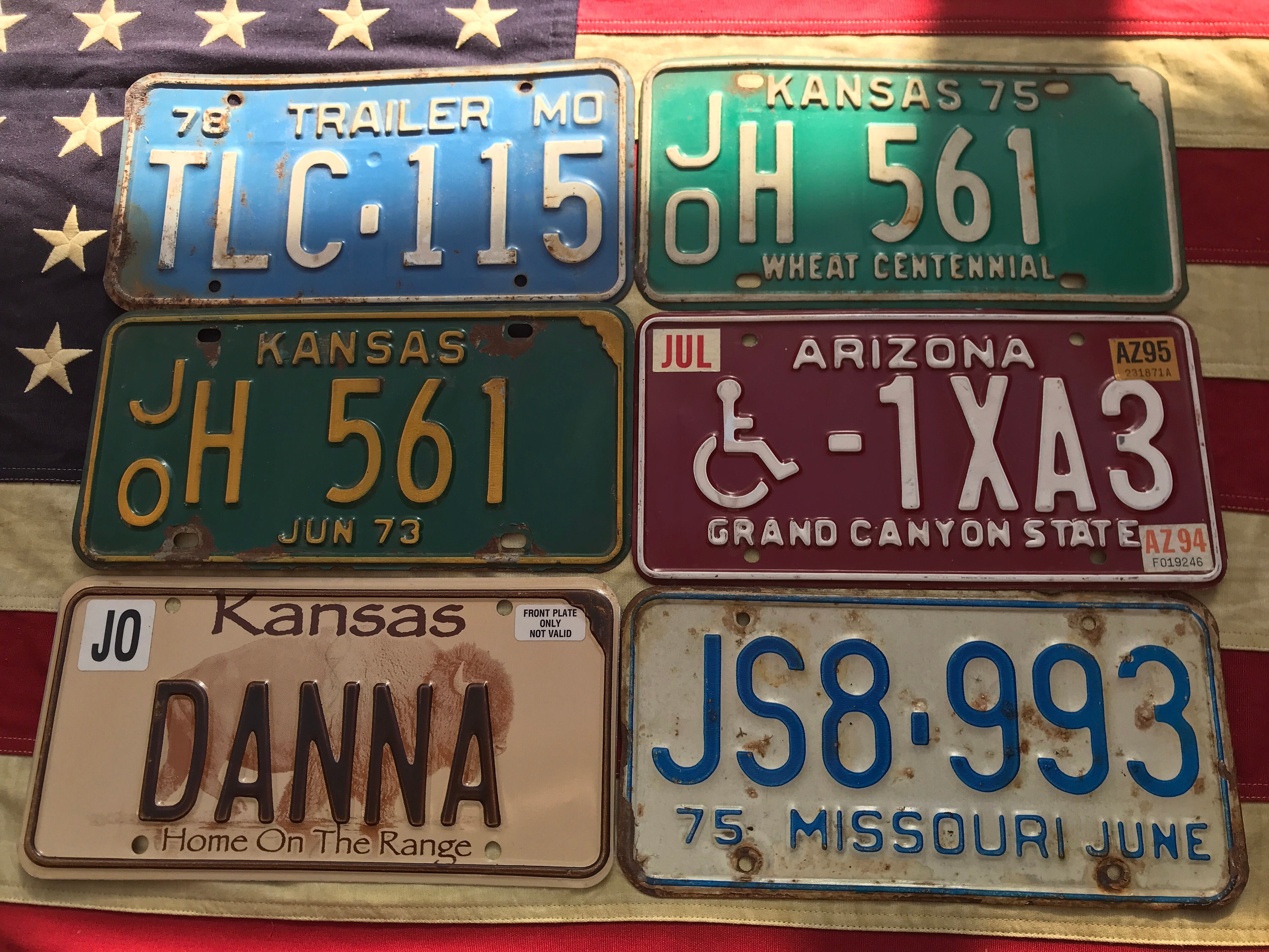 Vintage 1970s American License Number Plates Man Cave Decor Birthday Gifts