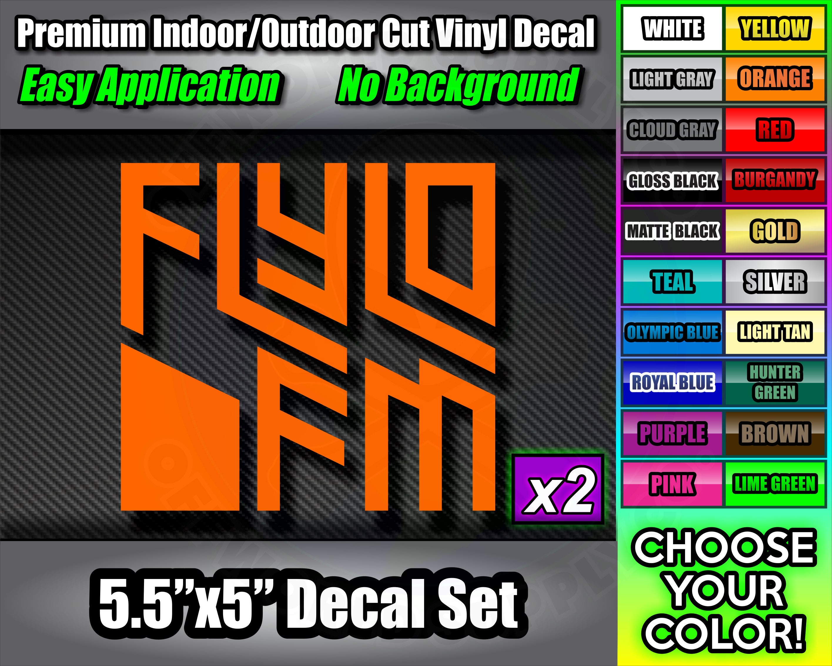 X2 Flylo Fm Text Logo GTA V Vinyl Decal Set Bumper Sticker Graphic Car ...