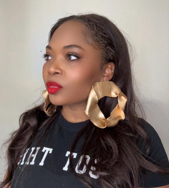 Hand Sculpted Hoop Earrings Large Gold Earrings Oversized Earrings Gold Earrings Bamboo Earrings Etsy