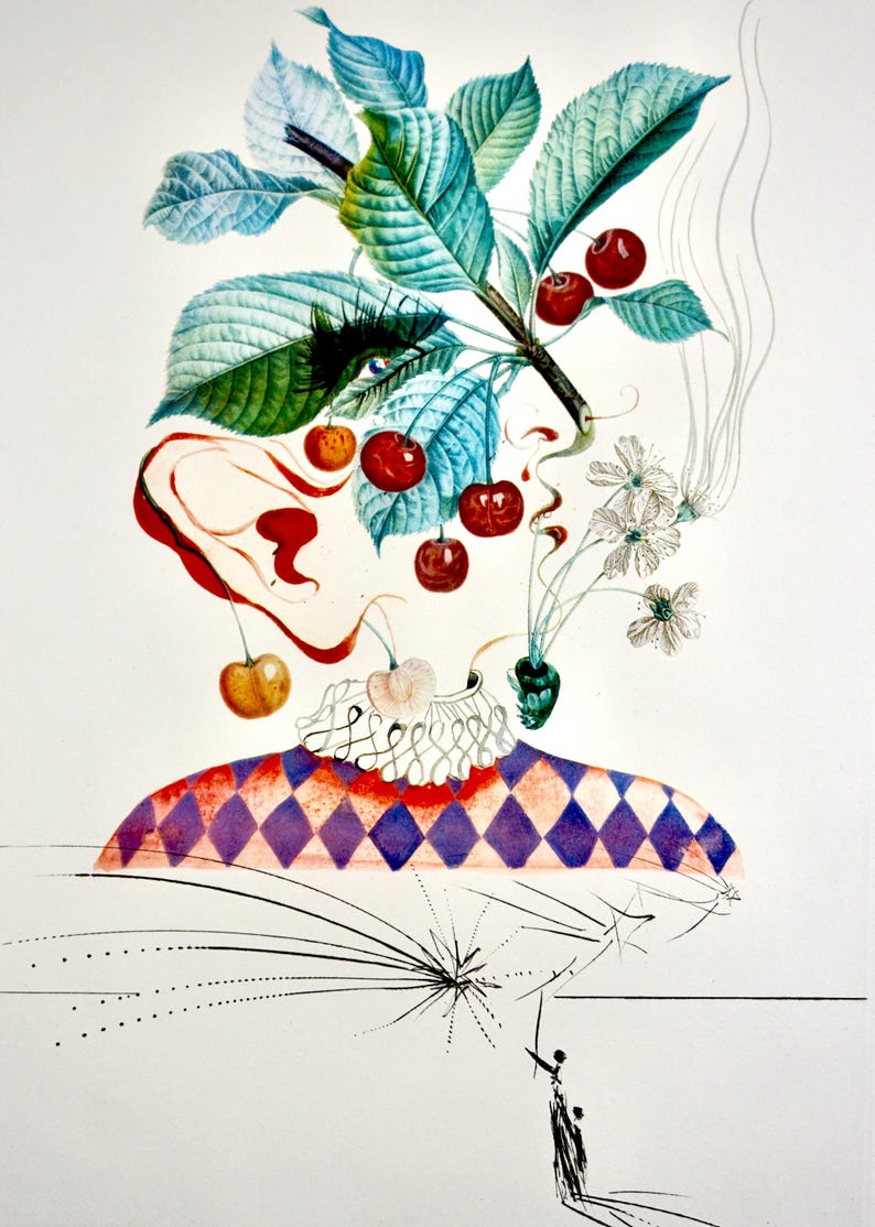 Dali Flordali/les Fruits Cherries Hand Signed Numbered Etching Surreal ...