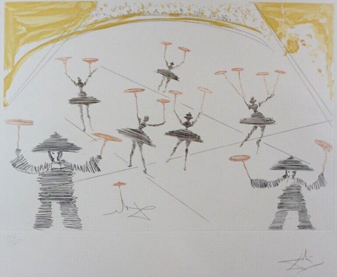 DALI Le Cirque Chinois Hand Signed Numbered Etching Surrealism RARE ART ...