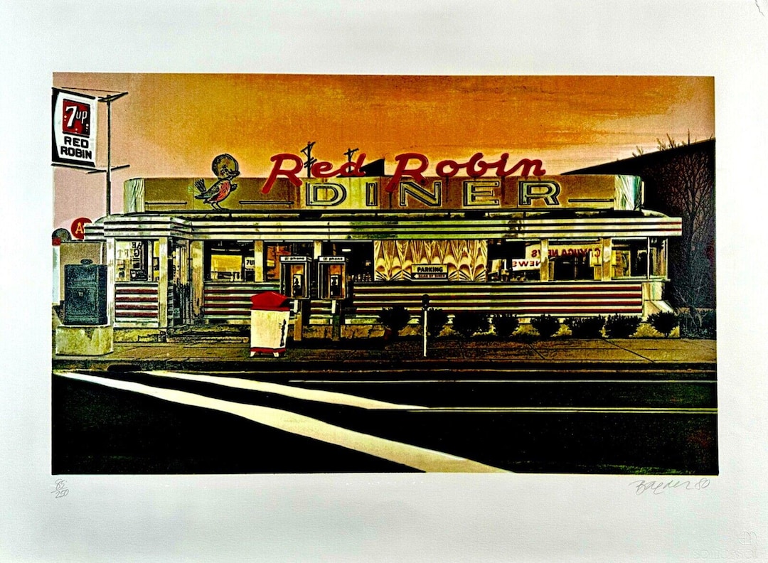 John Baeder Red Robbin Diner Hand Signed Numbered Photorealist ART - Etsy
